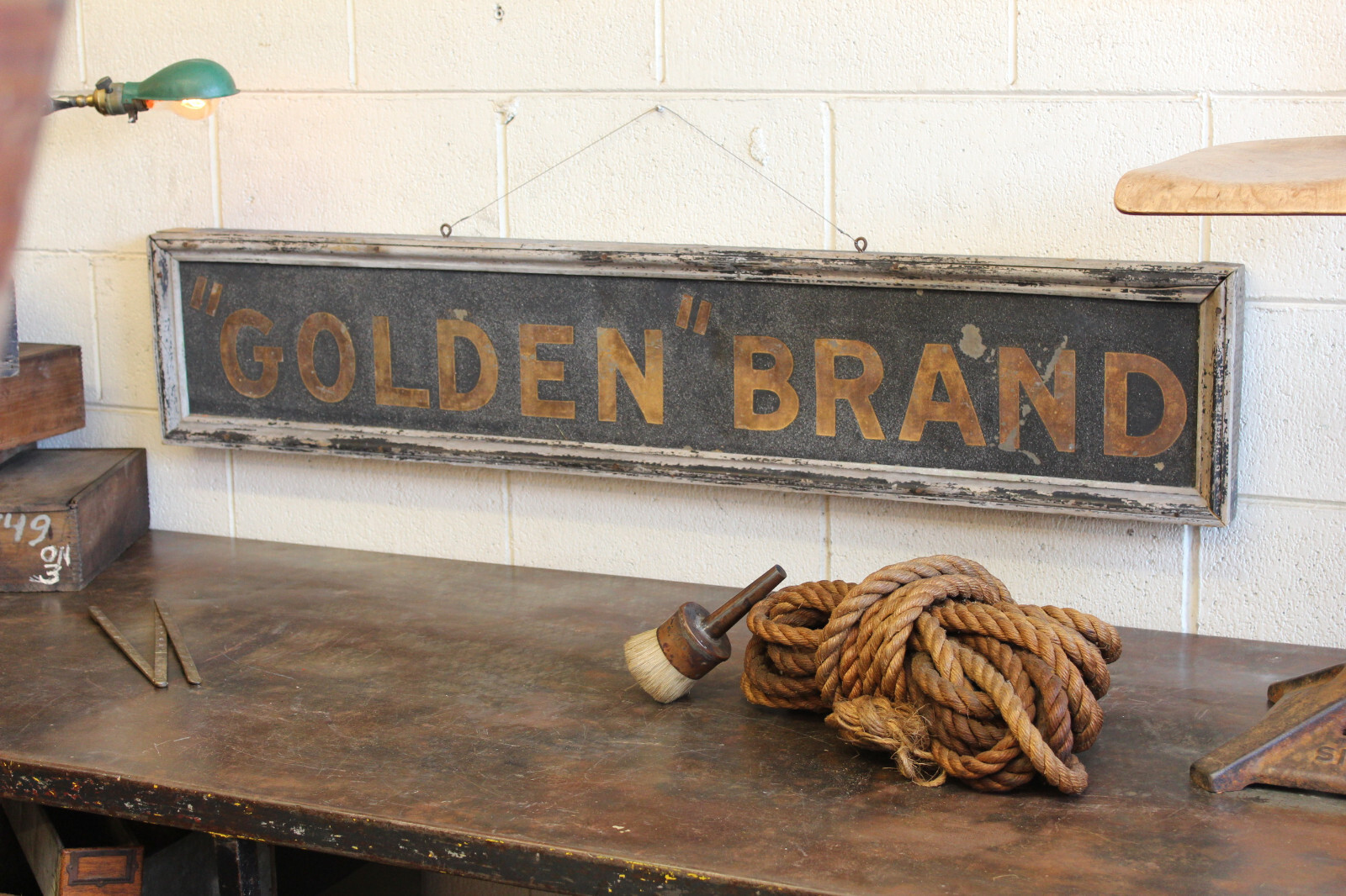 53" Antique Smaltz Golden Brand Advertising Sign Sand Paint Vtg Bread ...