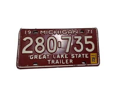 1971 Michigan Trailer License Plate #280-735 | eBay