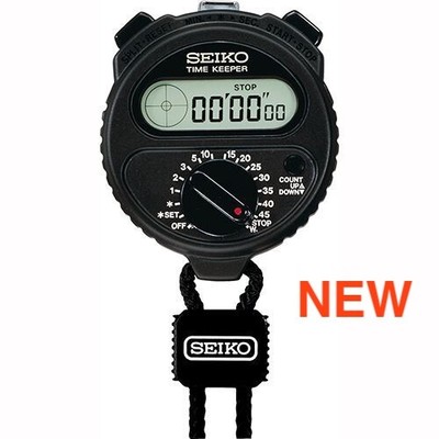 SEIKO Stopwatch Time Keeper Black Waterproof SSBJ025 Digital quartz ...