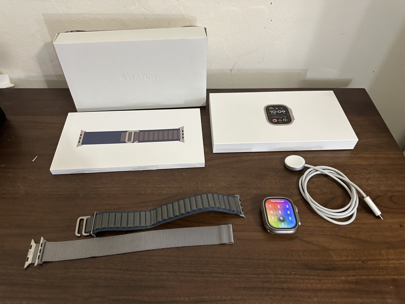 Apple Watch Ultra 2 with Blue Alpine Loop and Milanese Loop bands w/box ...