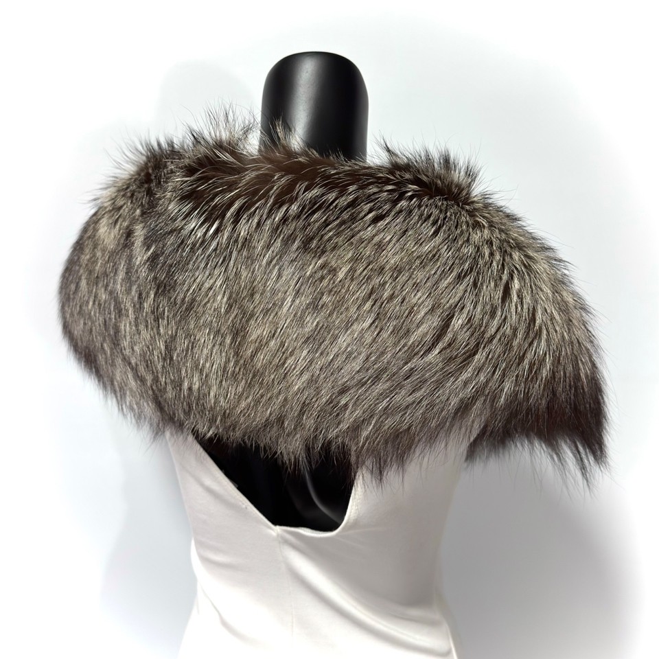 Silver Fox Real Fur Shawl Wrap Stole Women Luxury Select Line Timeless ...