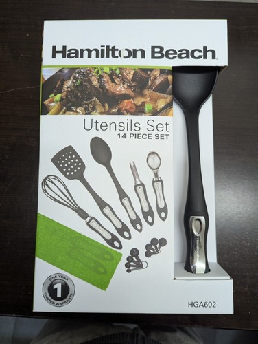 Hamilton Beach Kitchen 14 Piece Soft Touch Tool Utensils Set Black NO ...