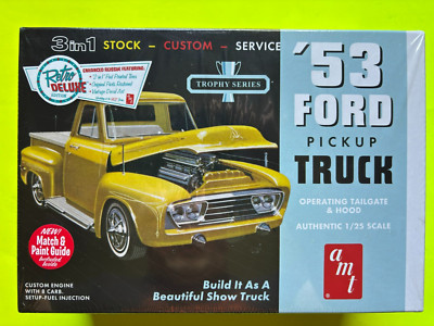 1953 FORD PICKUP TRUCK 3N1 MODEL KIT AMT ROUND2 1/25 SCALE NEW SEALED ...