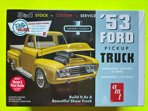 1953 FORD PICKUP TRUCK 3N1 MODEL KIT AMT ROUND2 1/25 SCALE NEW SEALED ...