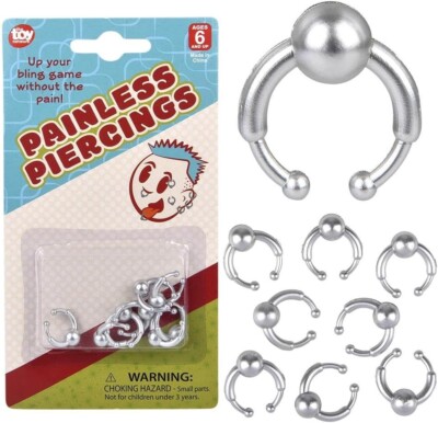 Fake Piercings - Phony Piercings - Clip-On Painless Fun! - In Silver ...