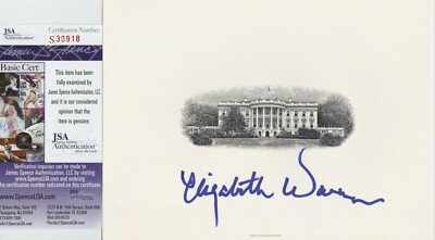 Elizabeth Warren Signed BEP White House Engraving w/ JSA COA #S30918 US ...