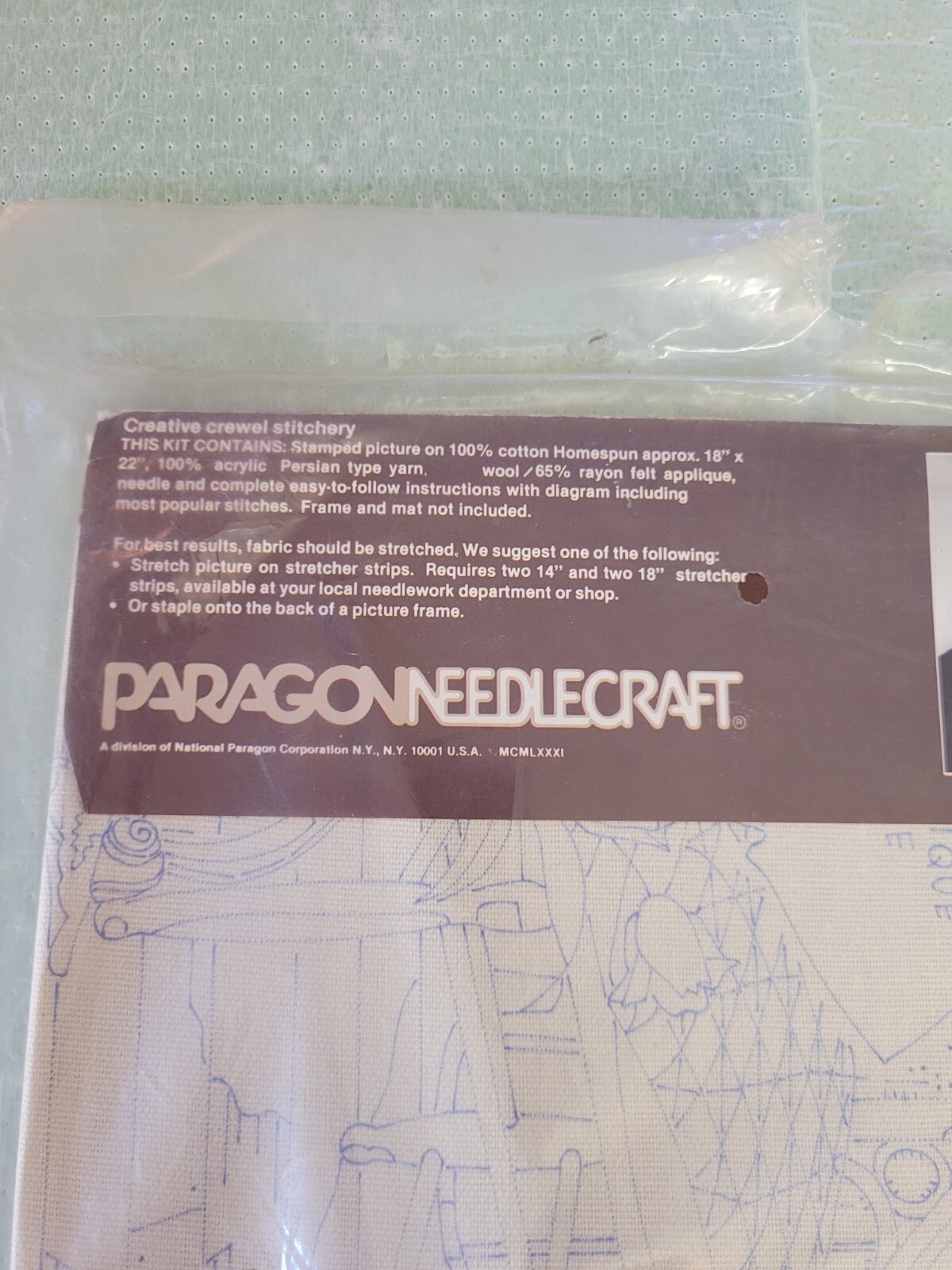 Paragon Stitchery Crewel Kit Embroidery ON THE PORCH 0825 14"x18 ...