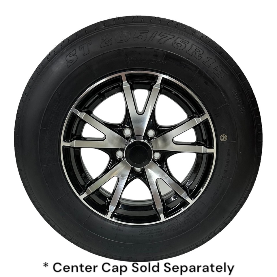 2-PK Trailer Tire on Rim ST205/75R15 LRC 5 Lug 5x4.5" Aluminum T07 ...