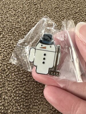 Robot Snowman Pin With Rake & Top Hat White & Silver Tone (KC) | eBay