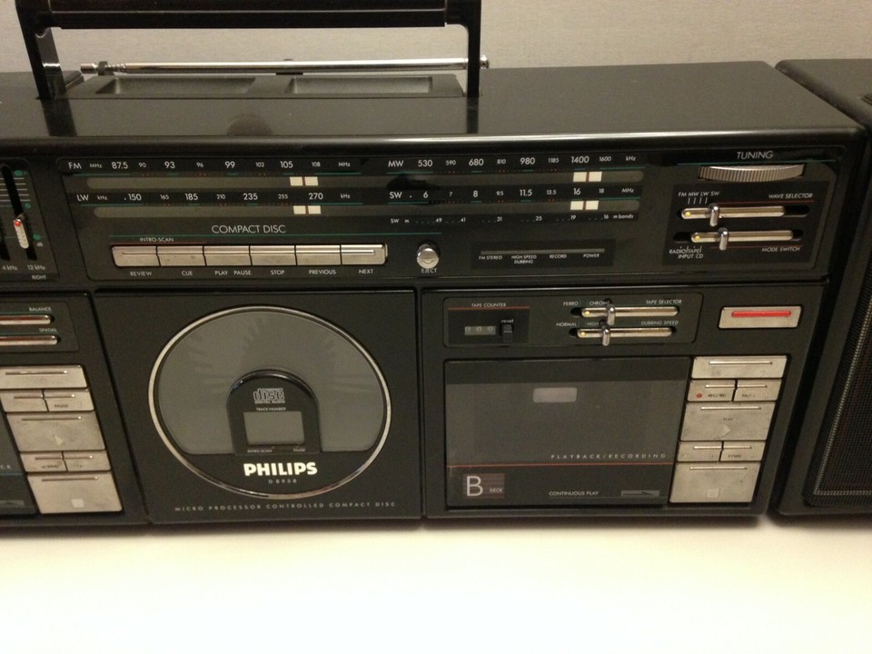 RARE COMPACT DISC RADIO CASSETTE RECORDER PHILIPS D 8958 - BOOMBOX ...