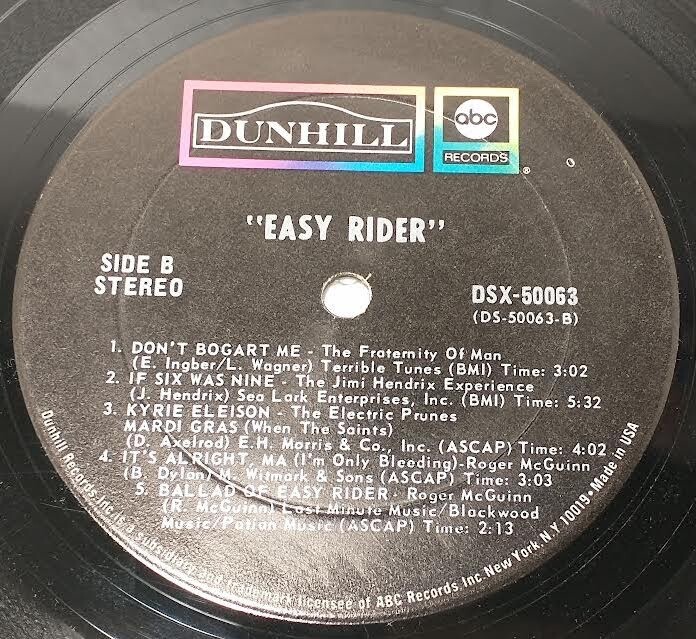 1969 Original EASY RIDER:MUSIC FROM SOUNDTRACK Dunhill#DSX50063 VG ...