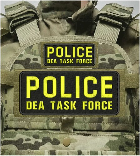 POLICE DEA TASK FORCE embroidery patches 4 X 10 and 2x5 hook LETTERS ...