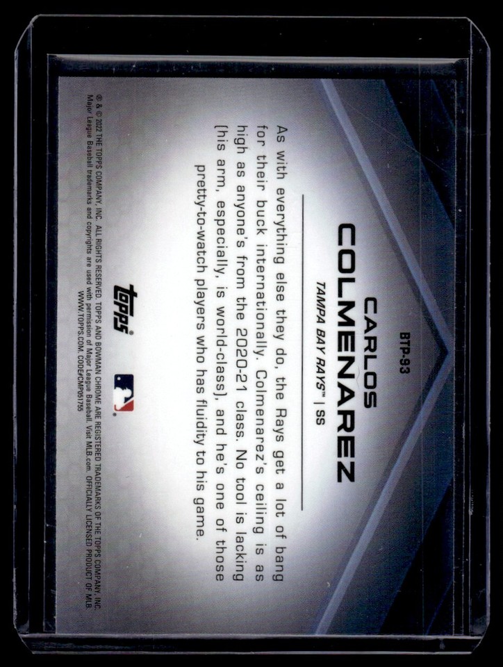 2022 Bowman Scouts' Top 100 Carlos Colmenarez Tampa Bay Rays #BTP-93 | eBay