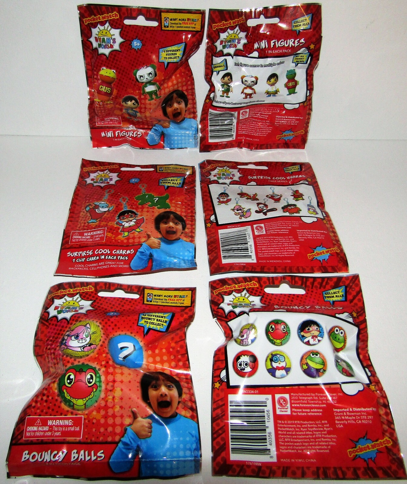 RYAN'S WORLD MINI FIGURES,CHARMS,BOUNCY BALLS LOT OF (6) RANDOM BLIND ...