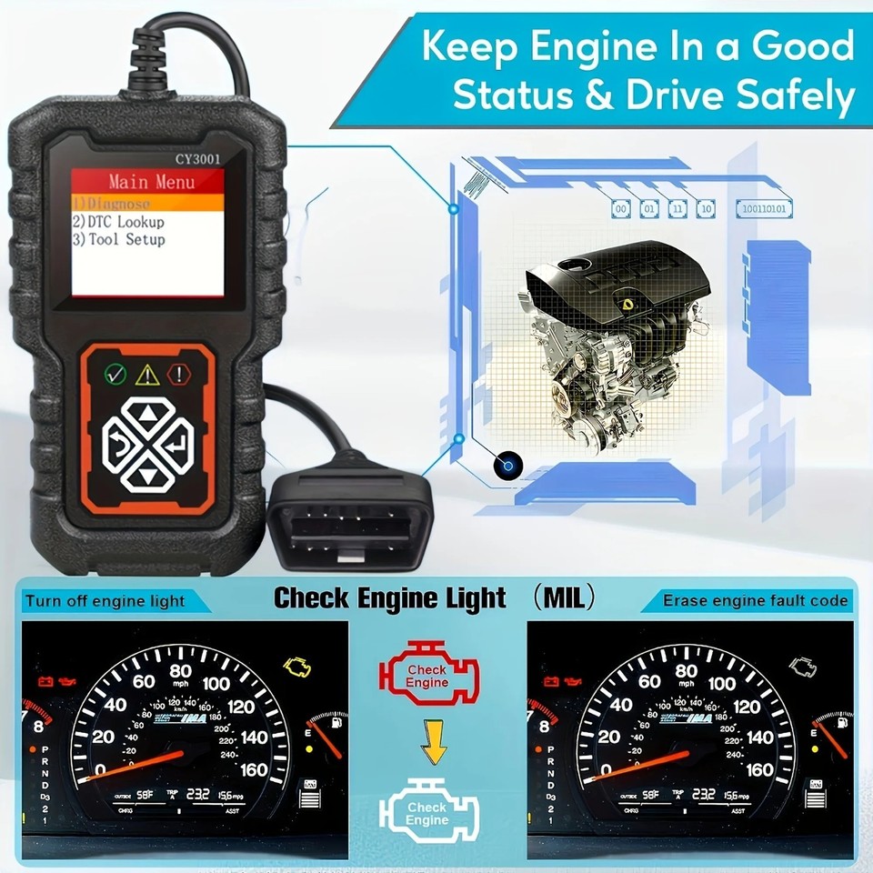 OBD2 Fault Code Reader Universal Car Diagnostic Tool Check Engine ODB 2 ...
