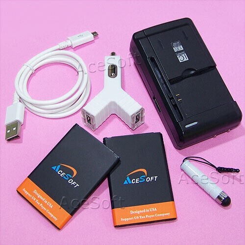 2x 3990mAh Battery AC Charger Cable for Straight Talk LG Optimus ...