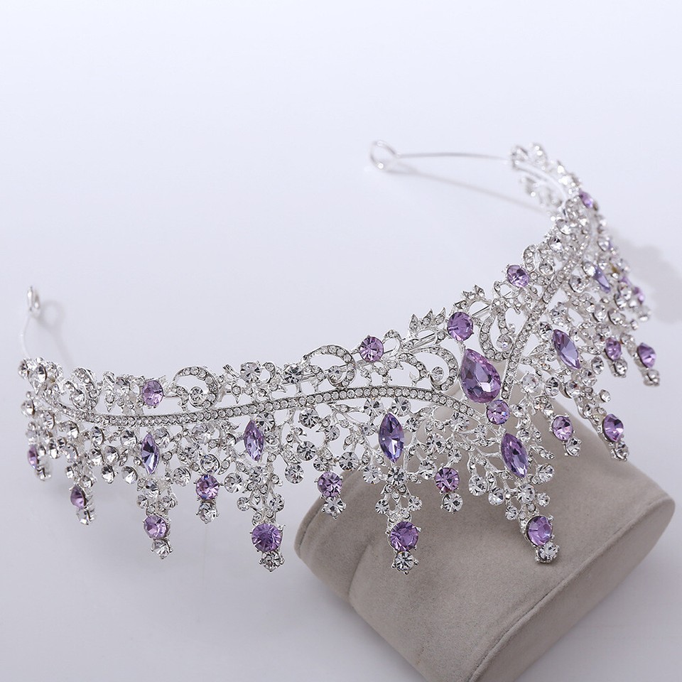 Light Purple Crystal Queen Princess Wedding Tiara Crown 11 Styles For ...