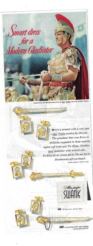 1951 Swank Print Ad Jewelry Advertising Modern Gladiator Men Quo Vadis ...