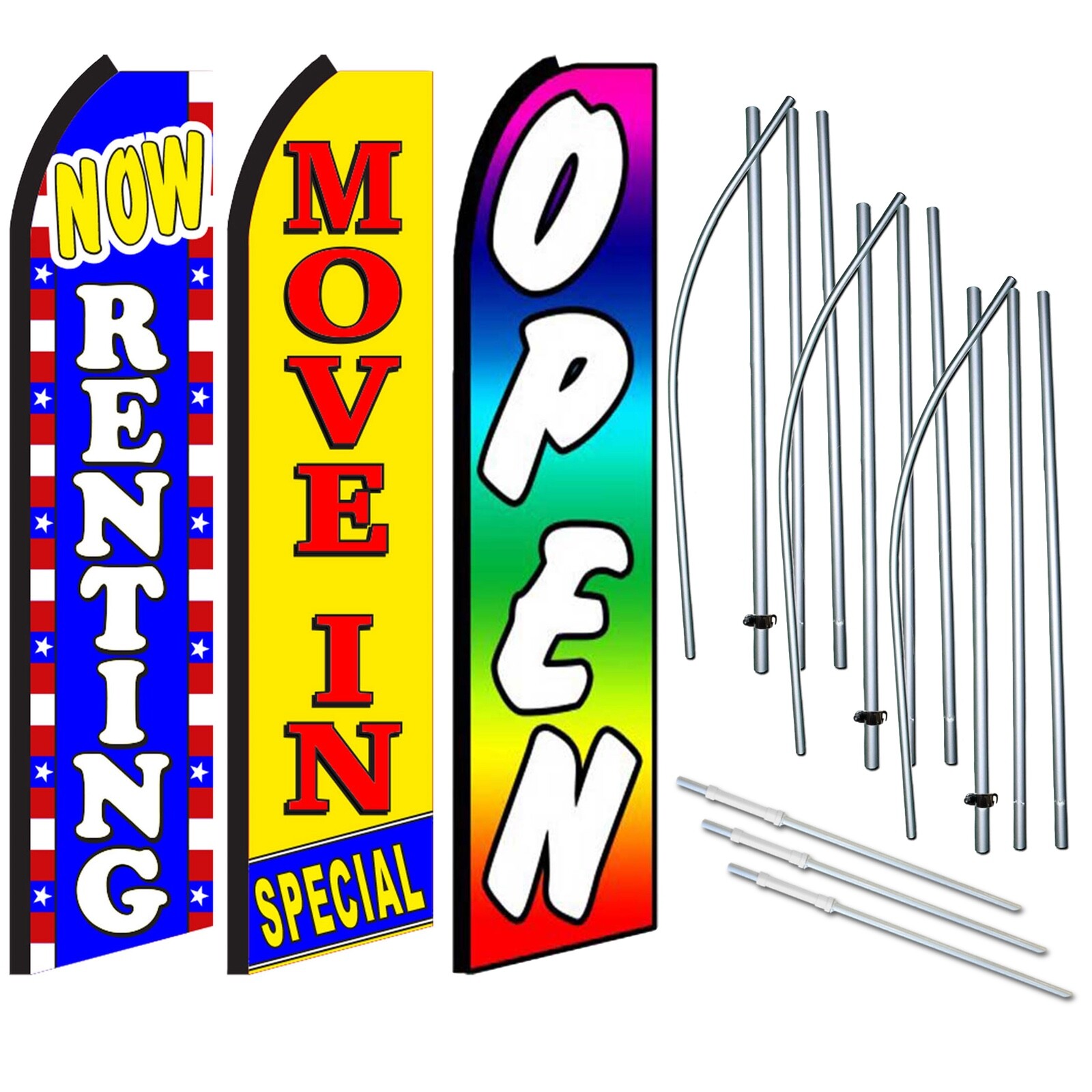 Now Renting, Move in Special, Open 3 Pack of Swooper Feather Flag Kits ...