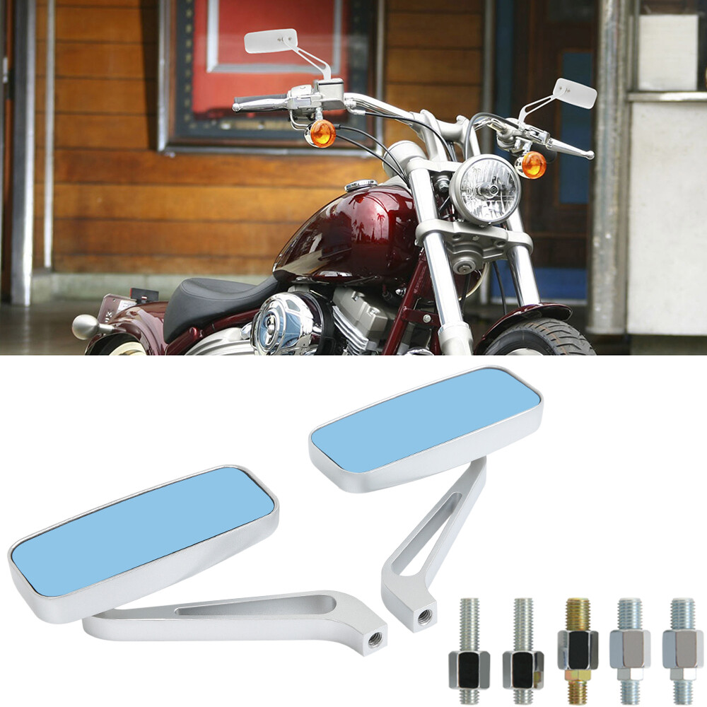 Silver Rectangle Motorcycle Mirrors For Kawasaki Vulcan VN 500 750 800 ...