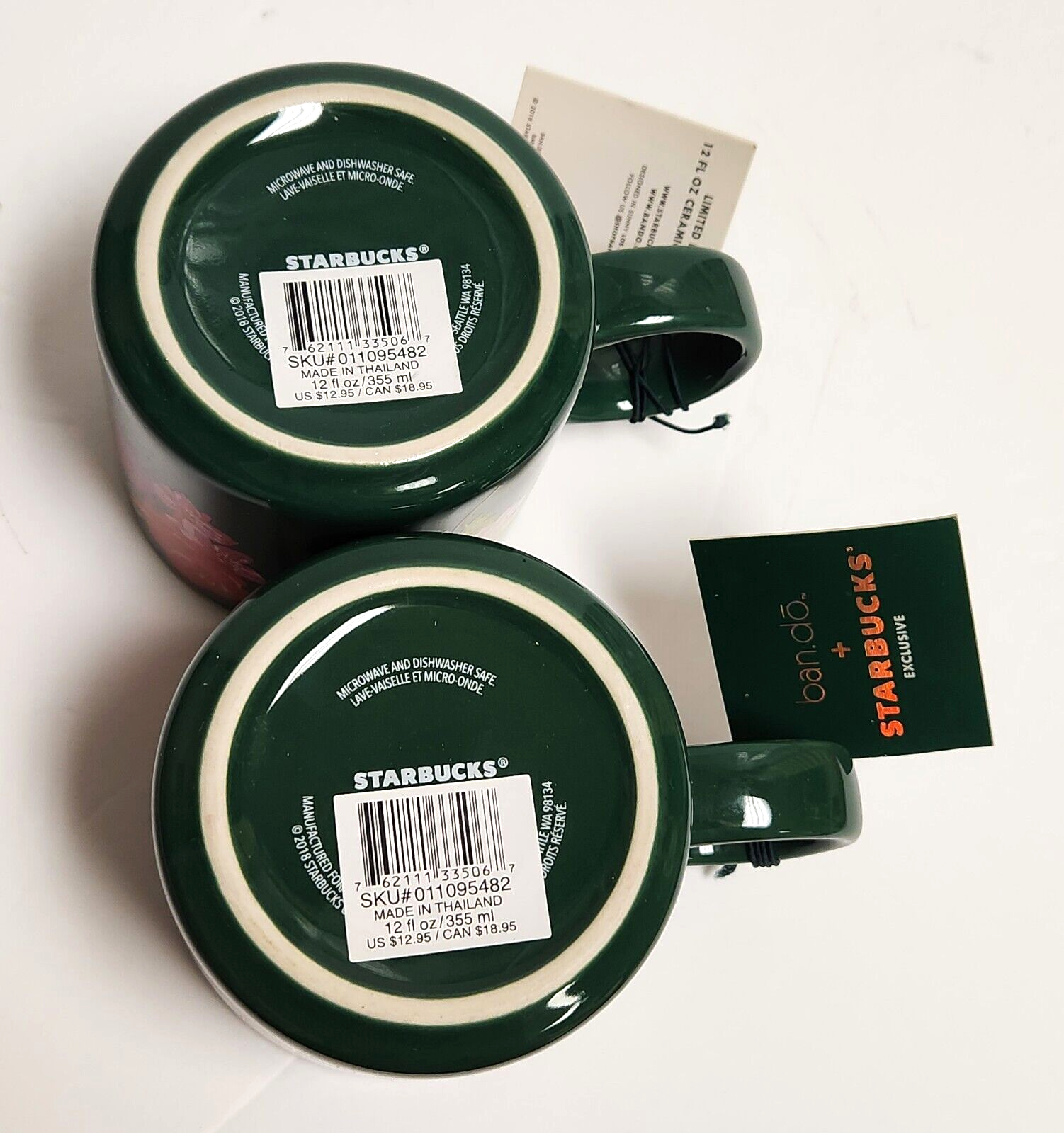 NWT 2 2018 Starbucks Bando Coffee Mugs Green Red Flowers 12 oz. | eBay