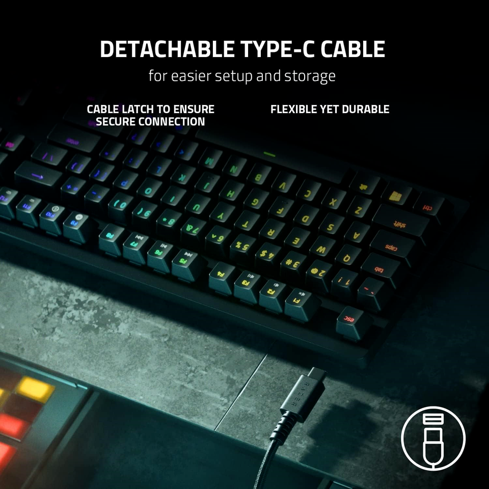 Razer Huntsman V2 TKL Wired Optical Purple Clicky Switch Gaming ...