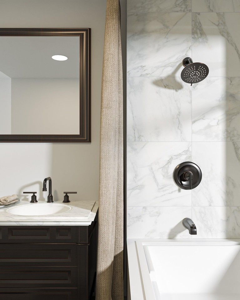 Bronze Shower Tub Faucet Set: Single Handle Bathroom Shower Trim Kit ...