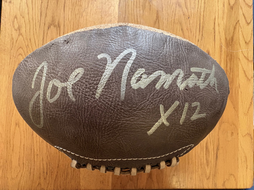 JOE NAMATH AUTOGRAPHED CUSTOM SUEDE & LEATHER FULL SIZE FOOTBALL ...