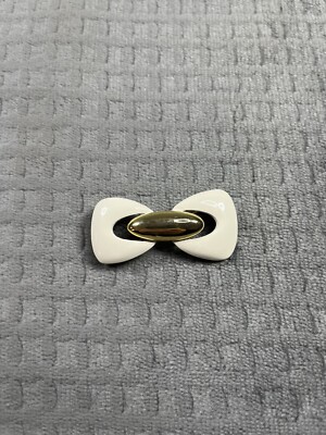 Vintage Monet Bow Tie Pin White Enamel Gold Tone Metal Brooch | eBay