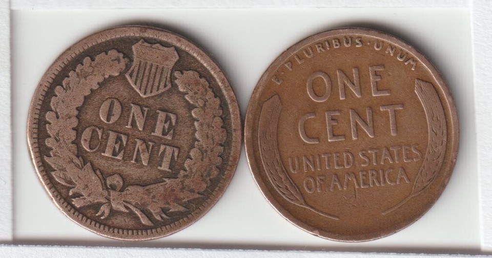 Rare US 1909 Indian Head Cent & 1909 Lincoln Wheat Penny Coin ...