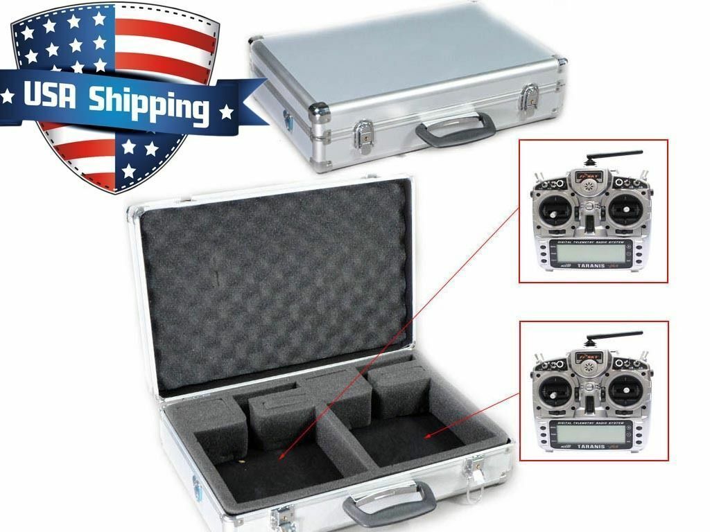 Aluminum Double/Twin RC Transmitter TX Case for Futaba JR Spektrum ...