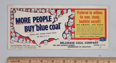 Advertising Ink Blotter Blue Coal Delaware Coal Co. Wilmington ...