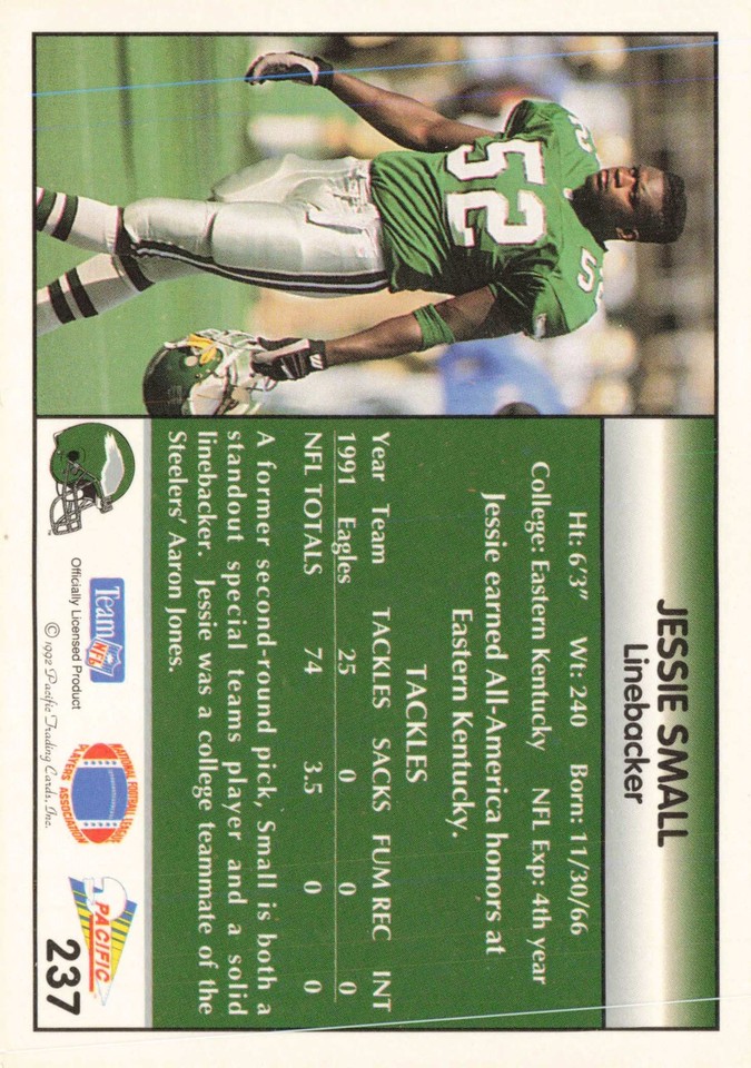 Jessie Small 1992 Pacific #237 Philadelphia Eagles | eBay