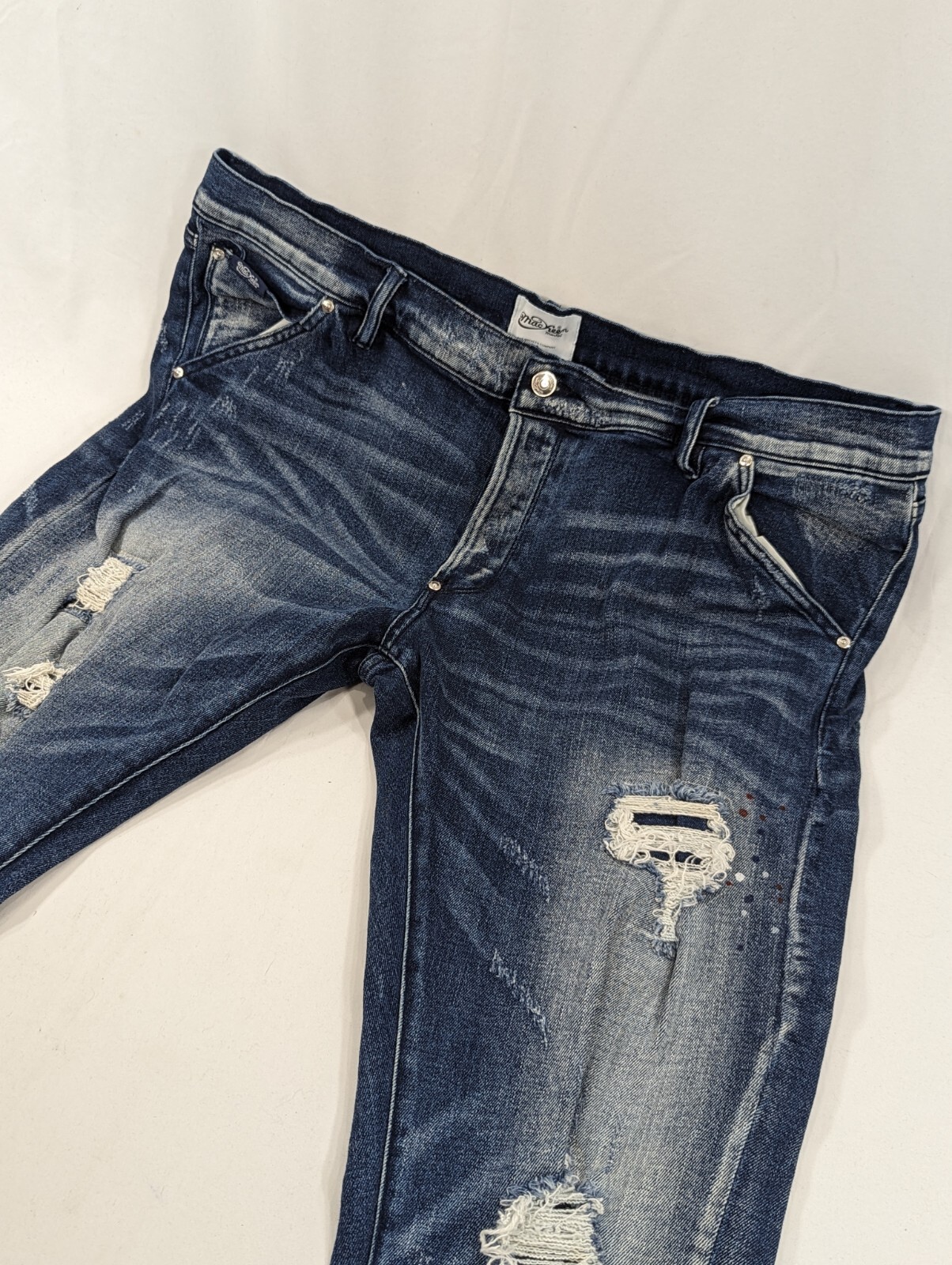 MacKeen Blue Jeans Pain Splatter Distressed Skinny St… - Gem