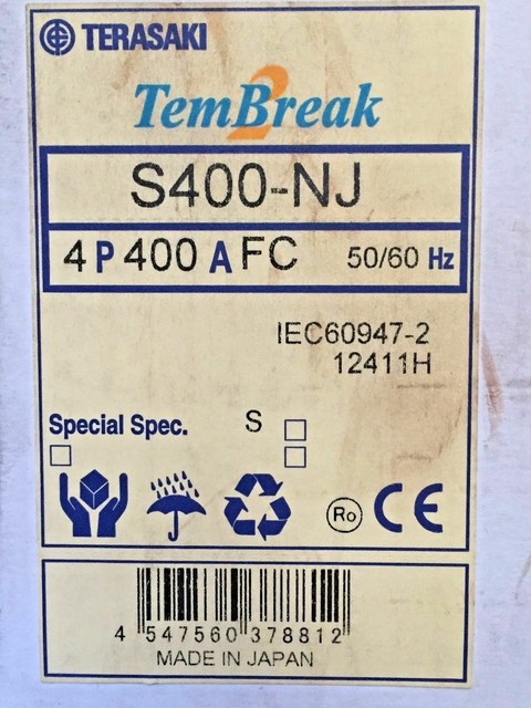 Terasaki TemBreak S400-nj Circuit Breaker MOULDED Case 4 Pole 400a FC ...