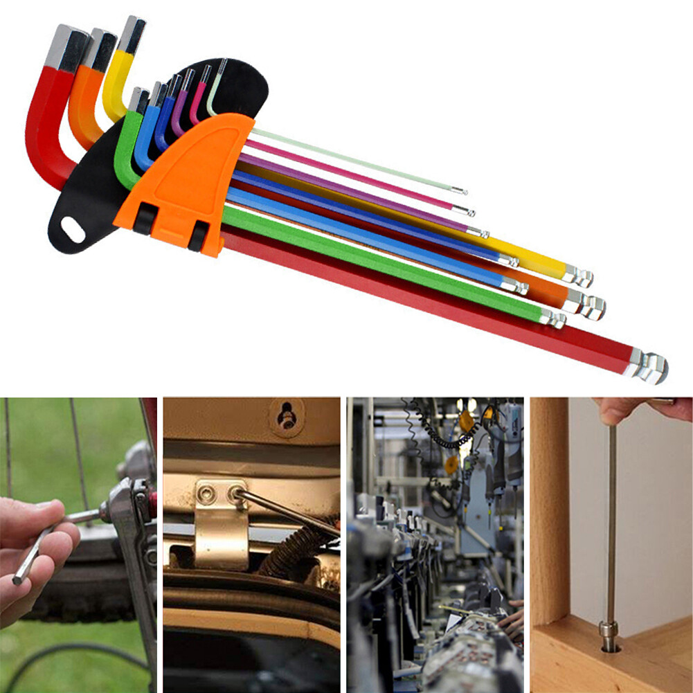 9pcs Ball End 1.5-10mm For Bicycle Hex Key Set Portable Long Arm ...