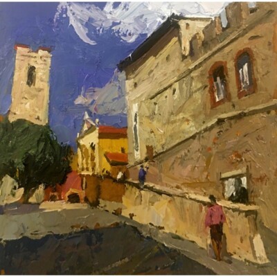 ORIGINAL Art Oil Painting Cityscape At the Picasso Museum 12.5x12.5 ...