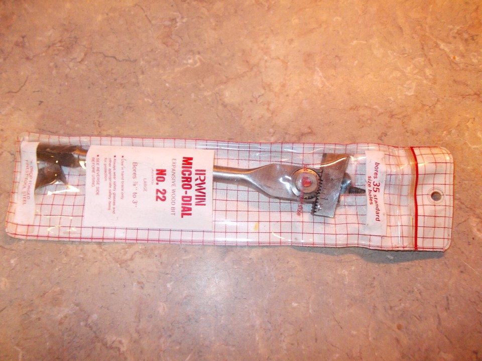 Irwin Micro-Dial expansive wood bit #22 USA NOS brace bit carpenters | eBay