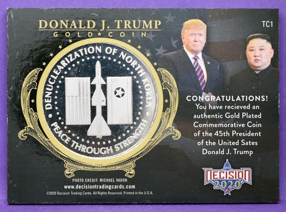 Donald J. Trump & Kim Jong-Un Decision 2020 RAINBOW FOIL 2018 COIN #TC1 ...
