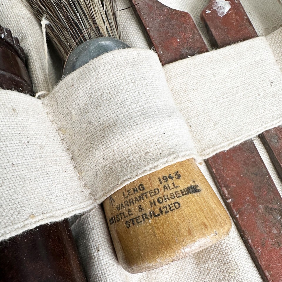 WW2 British Wash Roll Complete with Contents - Shaving Brush Razor ...