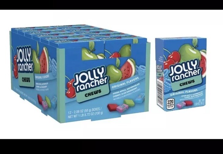 Jolly Rancher Fruit Chews Packs 12piece Box Candy Flavored Candies