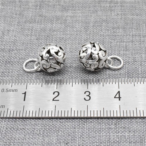 2pcs of 925 Sterling Silver Hollow Spiral Round Ball Charm for Necklace ...