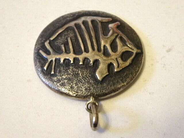 Vintage Handmade Fish Bone Skeleton 925 Sterling Silver Pendant Top ...