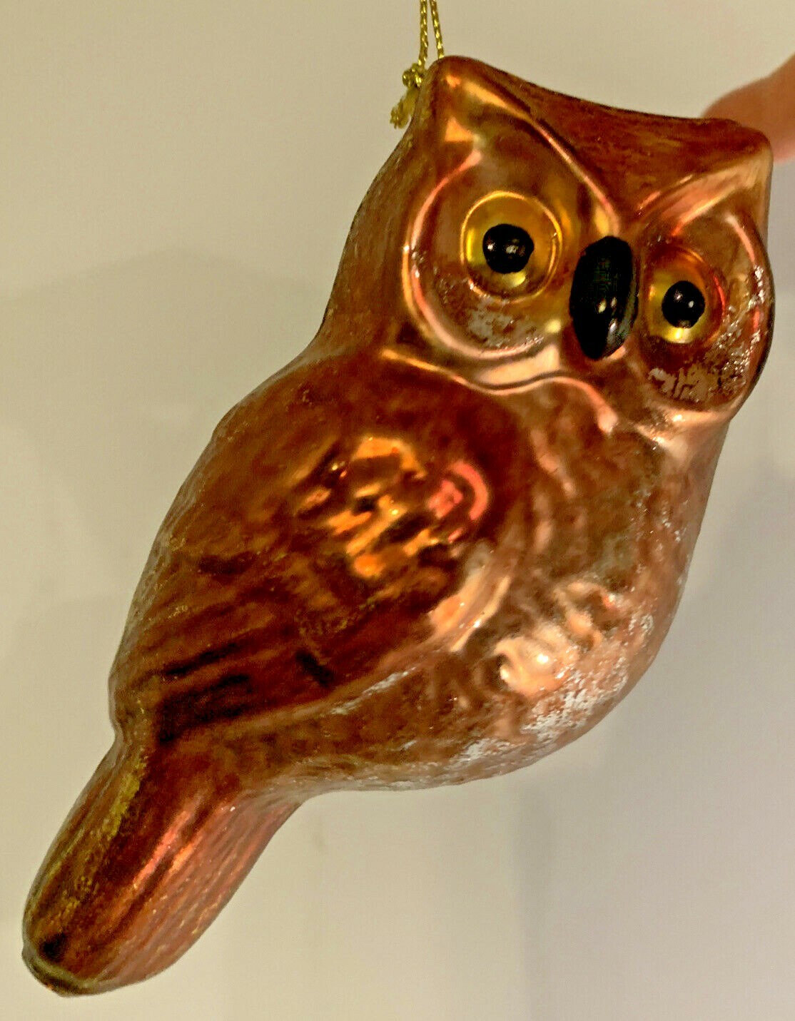 2 Vintage Owl Christmas Ornaments Old World Glass White Styrofoam Clip ...