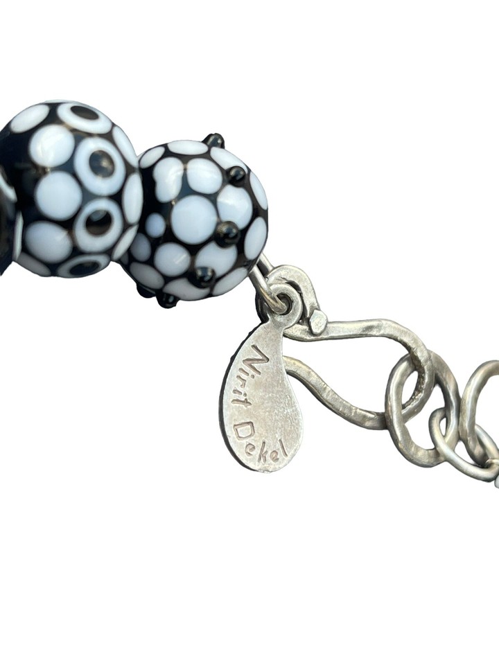 Stunning Handcrafted Black & White Dot Glass SPUTNIK Beaded NIRIT DEKEL ...