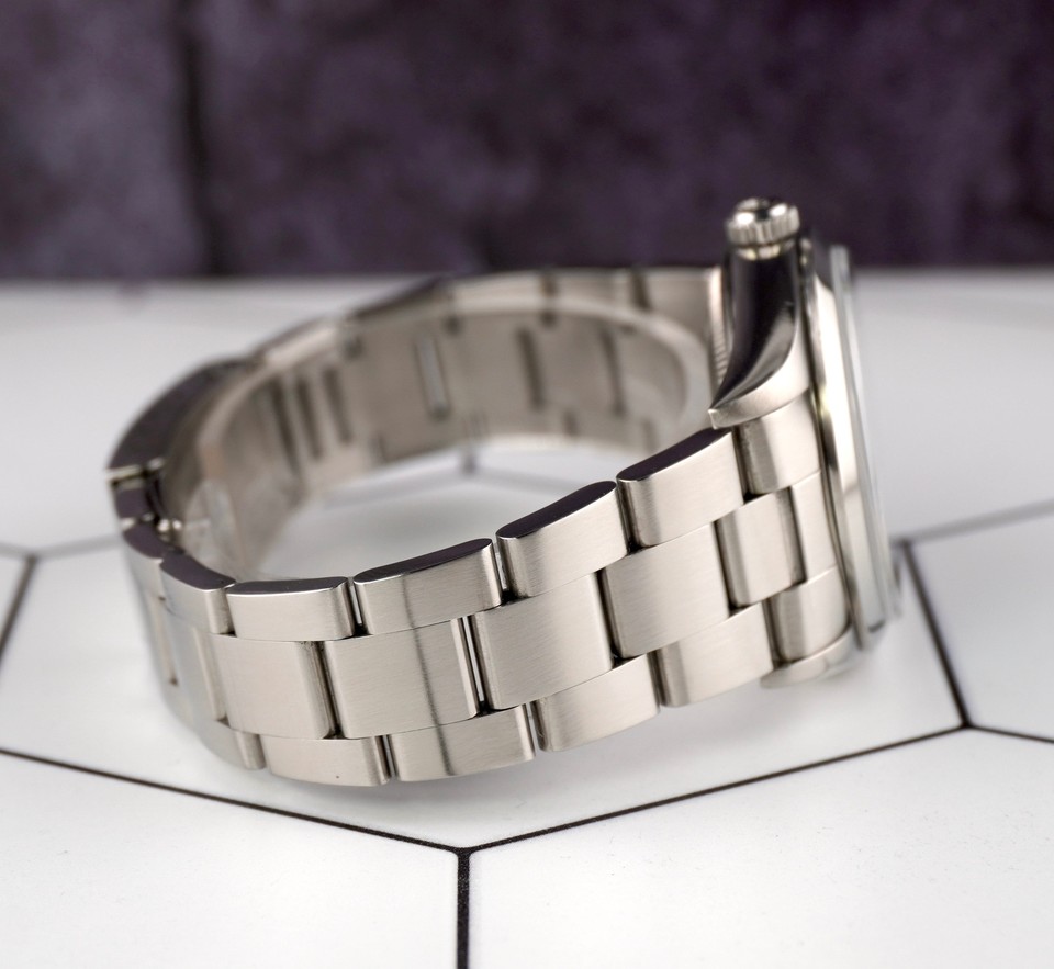 Rolex 34mm Oyster Perpetual Black Mop Diamond Dial Engine Turned Watch ...