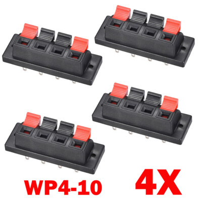 4 Pack 4-Way Spring Speaker Push Release Connector Cable Terminals ...