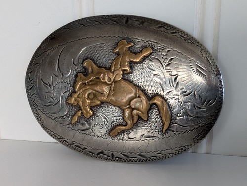 Vintage Tex Tan Yoakum Sterling Front Nickel Silver Rodeo Bronc Belt ...