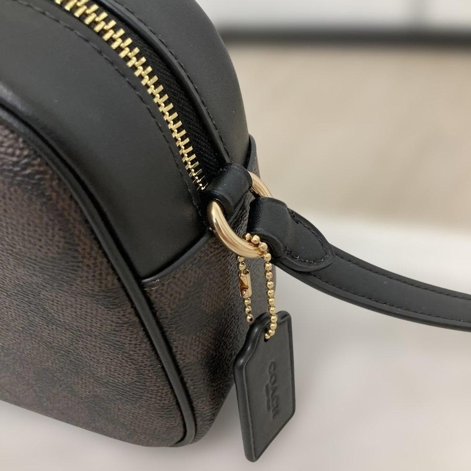 COACH Camera Bag Signature Leather Brown From Japan | eBay