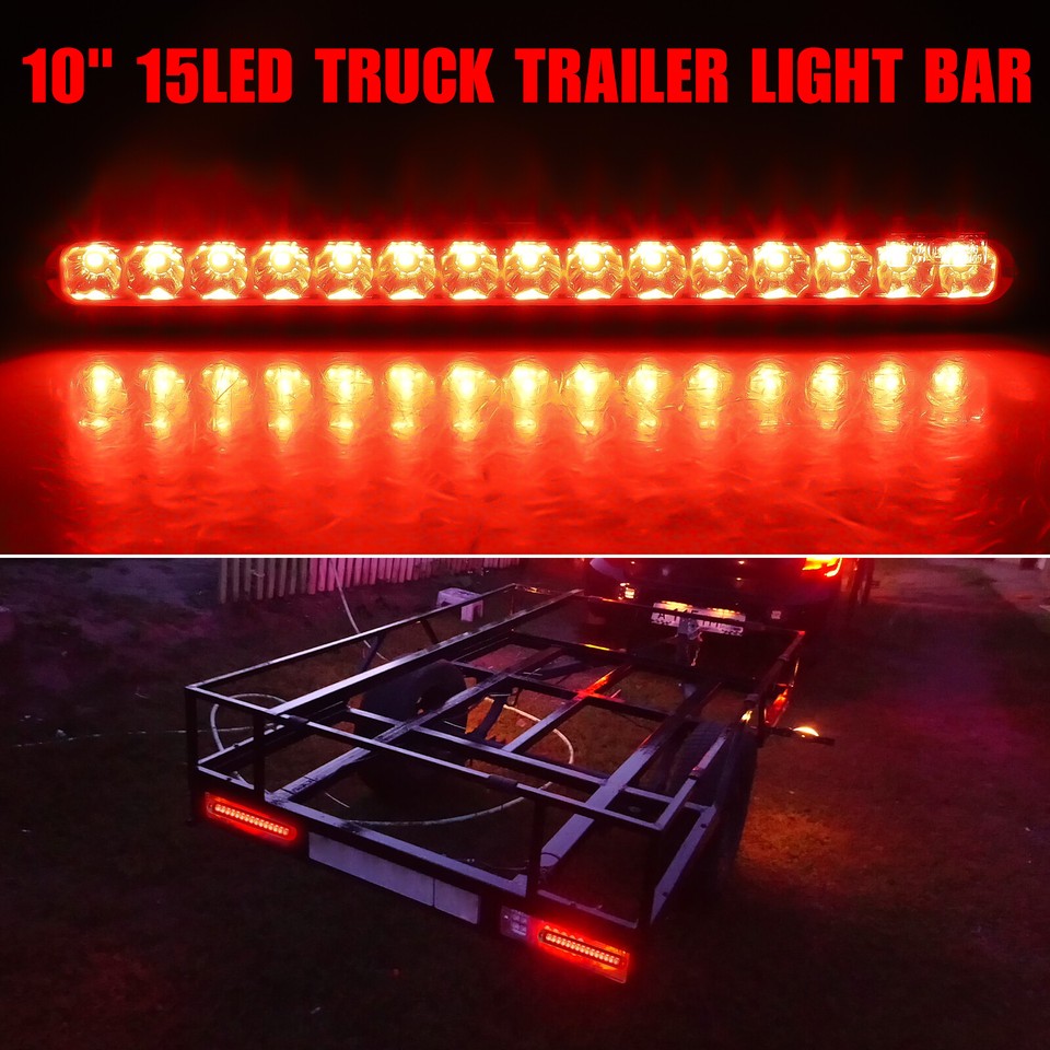 Red 15 LED Strip Stop Brake Turn Tail Light Bar 10" For Truck Trailer ...